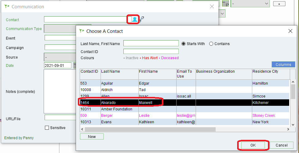 How to create a Contact and add information about them