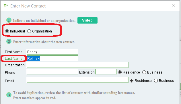 How to create a Contact and add information about them