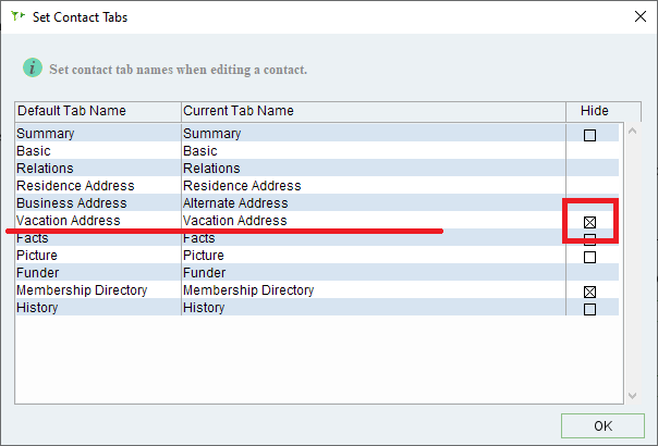 How to personalize the tabs that show in Contact records
