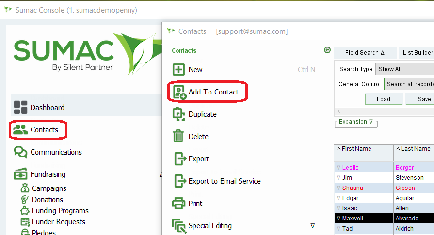 How to create a Contact and add information about them